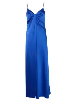 Ralph Lauren Draped Maxi Dress With V-neck - Blue