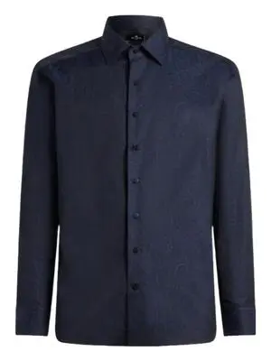 Etro Cotton Jacquard Shirt - Navy Blue