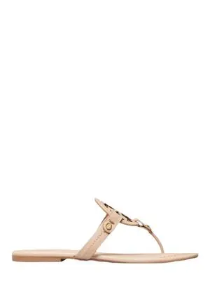 Tory Burch Miller Logo Plaque Sandals - Nude