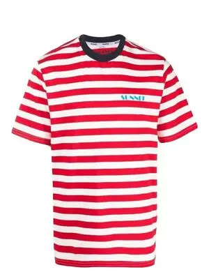 Sunnei Striped Crewneck T-shirt - Red