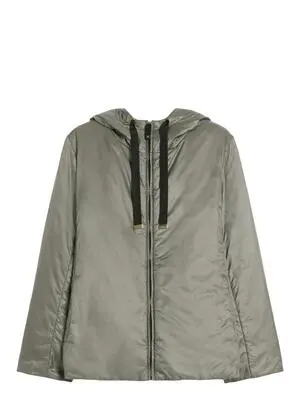 Max Mara Hooded Rain Jacket With Zip Closure And Pockets - Gray