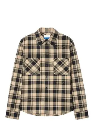 Off-White Checked Long-sleeved Shirt - Nude