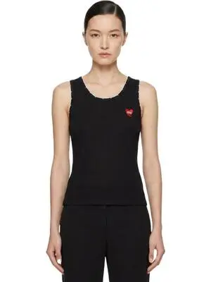 Marissa Chiara Sleeveless Knitted Vest With Heart Detail - Black