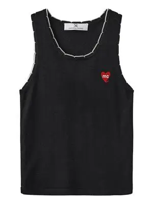 Marissa Chiara Sleeveless Knitted Vest With Heart Detail - Black