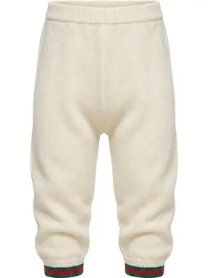 Gucci Baby Wool Pants With Web Trim - White