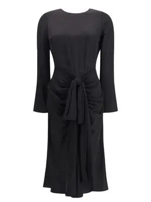 Alaïa Long Sleeve Draped Midi Dress - Black