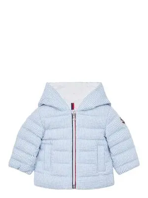 Moncler Haluk Seersucker Hooded Down Jacket - Light Blue