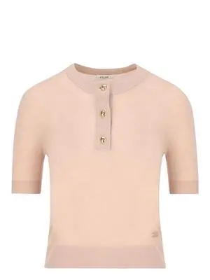 Celine Short-sleeved Knitted Pullover - Pink