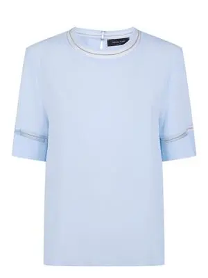 Fabiana Filippi Short Sleeve Embellished T-shirt - Blue