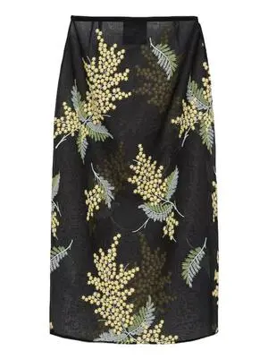 Prada Embroidered Organza Midi-skirt - Black