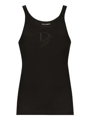Dolce & Gabbana Dolce Gabbana Logo Embroidered Tank Top - Black