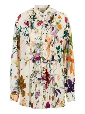 GUCCI Gucci Ruffle Trim Floral Print Shirt