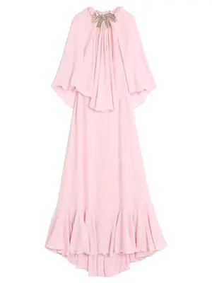 Valentino Garavani Embellished Bow Cape Dress - Pink