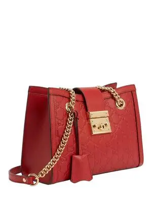 Gucci Logo Embossed Shoulder Bag - Red