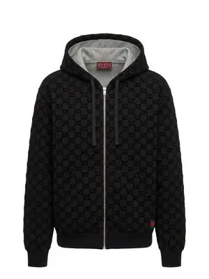 Gucci Printed Jersey Zip Sweatshirt - Black