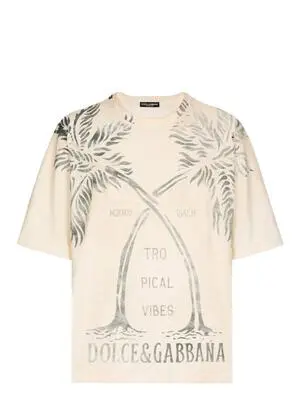 Dolce & Gabbana Dolce Gabbana Banana Tree Printed Short-sleeved T-shirt - Nude