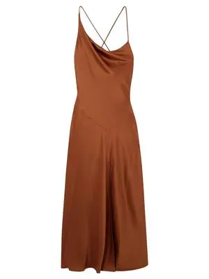 Polo Ralph Lauren Cowl Neck Spaghetti Strap Dress With Back Tie - Brown