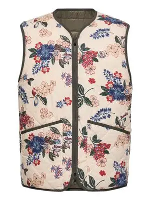 Moncler Reversible Floral Down Vest - White/green