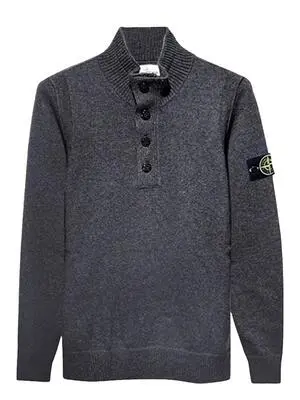 Stone Island Long-sleeved Sweater With Button Detailing - Black