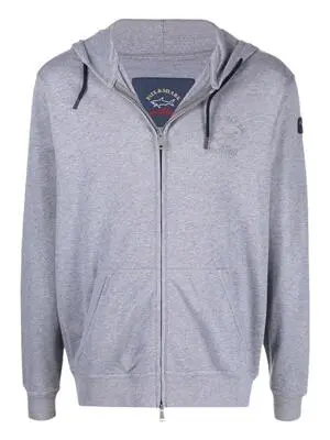 PAUL  SHARK Paul & Shark Logo Print Zip-up Hoodie - Black