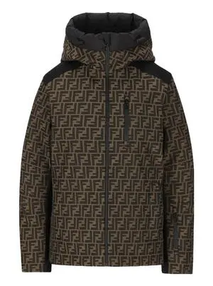 Fendi Ff Motif Zip-up Hooded Jacket - Black