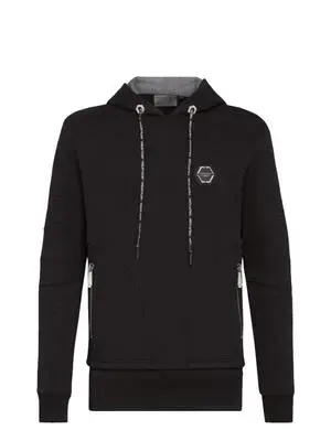 Philipp Plein Logo Detail Hooded Sweatshirt - Black