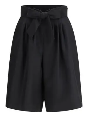 Valentino Garavani Bow Detailed Pleated Shorts - Black