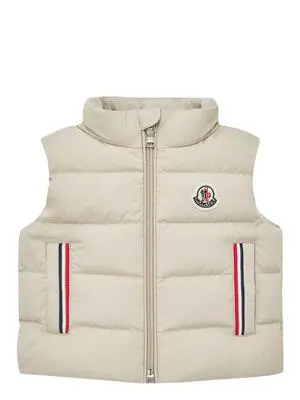Moncler Padded Vest With Tricolor Trim - Light Beige