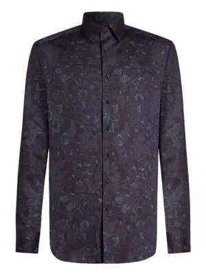 Etro Allover Floral Printed Long-sleeved Shirt - Purple