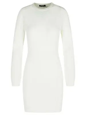 Balmain Monogram Knitted Mini Dress - White