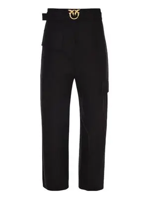 Pinko Logo Casual Pants - Black