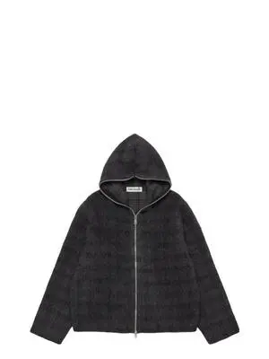 Our Legacy Full Zip Check-pattern Hoodie - Black