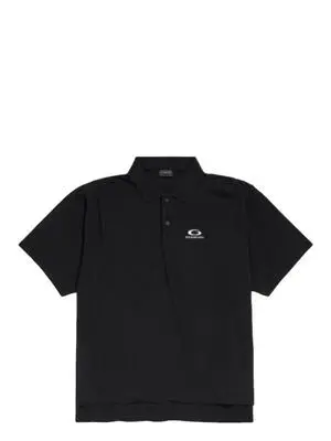 Balenciaga Logo Embroidered Short-sleeve Polo Shirt - Black