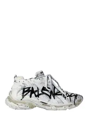 Balenciaga Runner Lace-up Sneakers With Side Logo Print - White/black