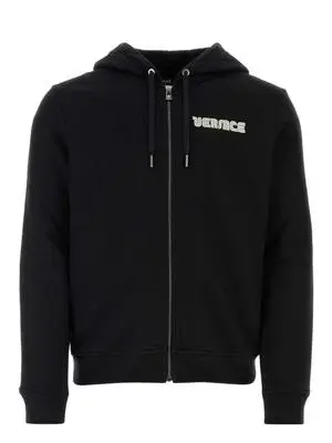 Versace Zip-up Drawstring Hoodie - Black