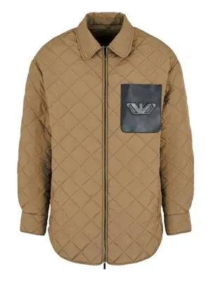 Emporio Armani Quilted Logo-embossed Jacket - Brown