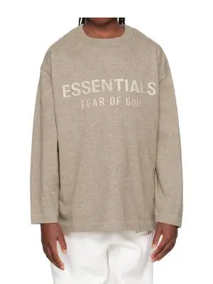 Fear Of God Fear Of God Essentials Logo-Print Relaxed Fit Crewneck T-Shirt Taupe