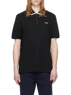 Hugo Boss Dalomino Zip-collar Polo Shirt - Black
