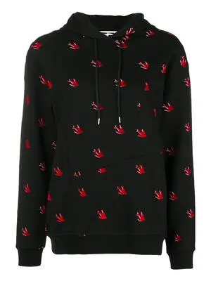 Alexander McQueen Swallow Print Hooded Sweater - Black