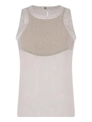 Sacai Sleeveless Ribbed Top - White