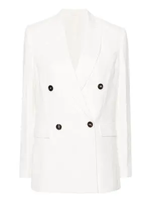 Brunello Cucinelli Peak Lapel Double-breasted Blazer - White