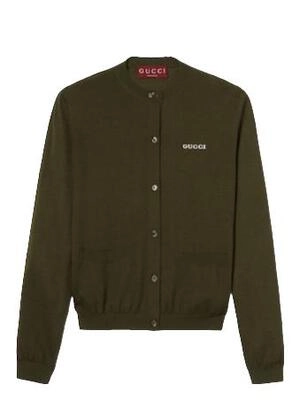 GUCCI Gucci Cashmere Silk Cardigan With Intarsia Logo