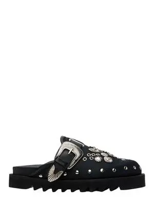 Toga Embellished Thick Soled Slippers - Black