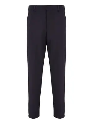 Emporio Armani Pleated Tapered Trousers - Navy Blue