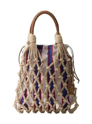Prada Logo Net Tote Bag - Brown