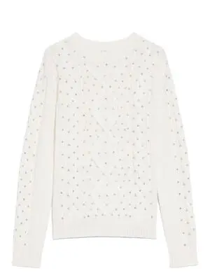 Max Mara Embellished Crewneck Jumper - White