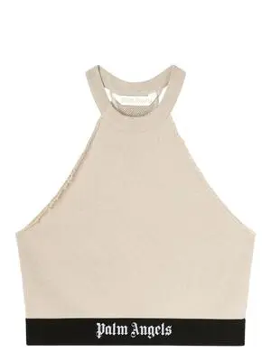 Palm Angels Logo Tape Halterneck Top - Nude