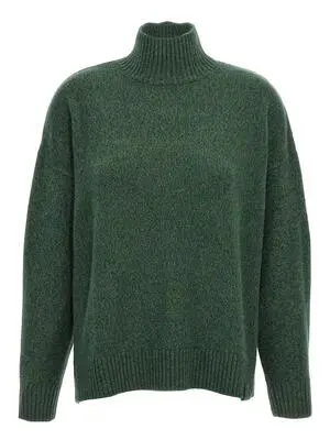Victoria Beckham Mélange High Neck Sweater With Cut Out Detail - Green