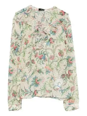 Etro Long Sleeve Floral Print Shirt - White