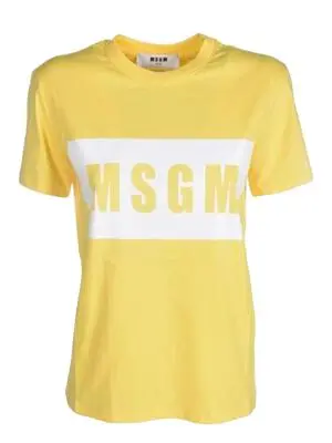 MSGM Round Neck Logo T-shirt - Yellow